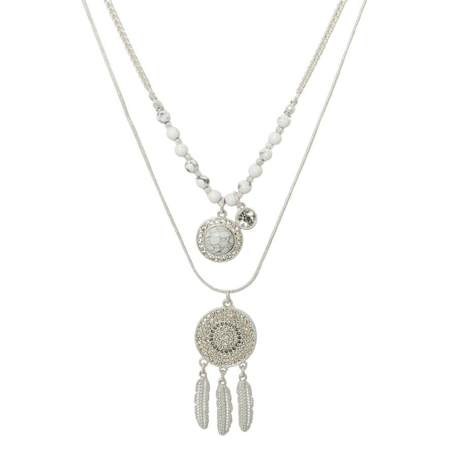 Bibi Bijoux - Dreamcatcher Silver Layered Necklace — The In Accessories