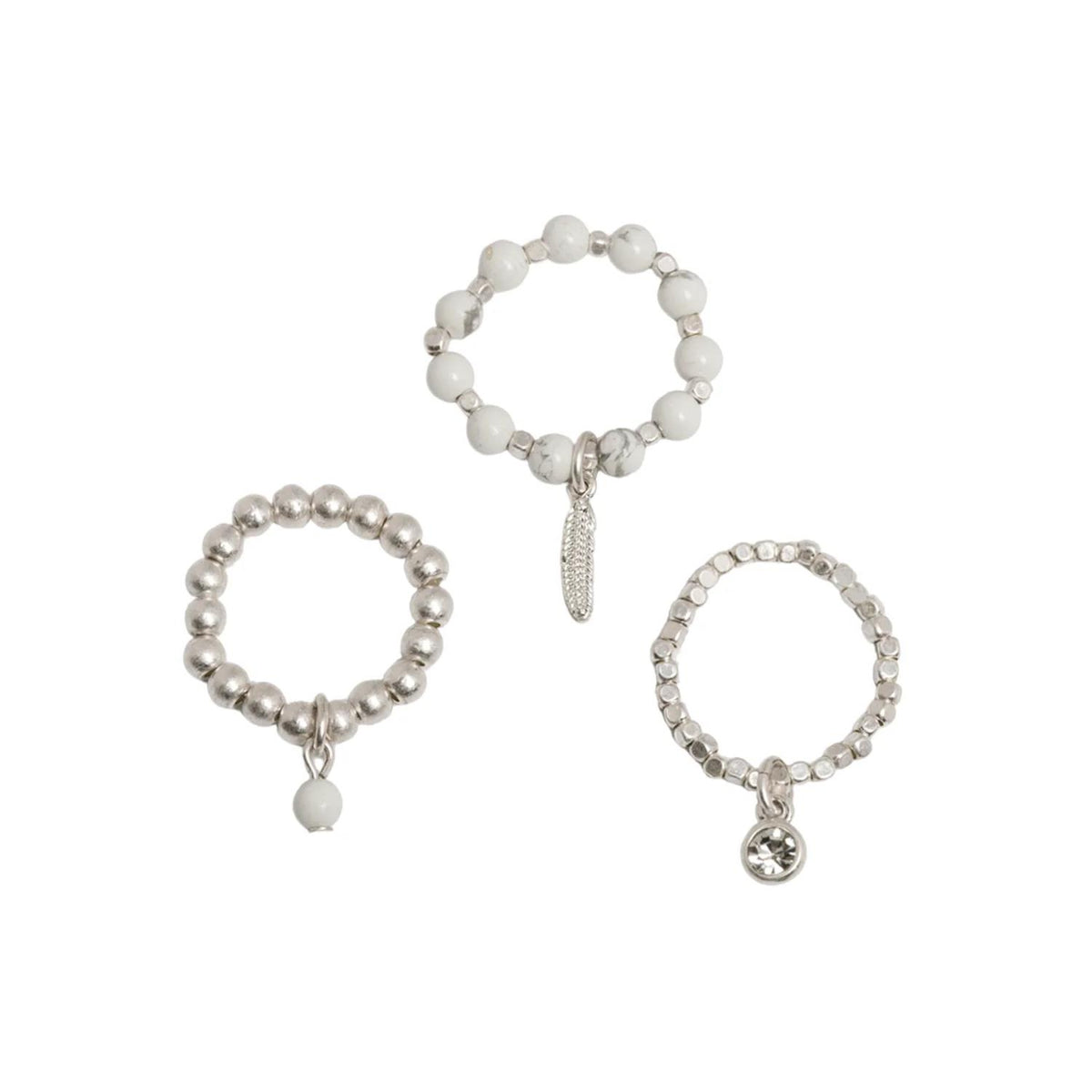Bibi Bijoux - Dreamcatcher Stretch Silver Ring Set — The In Accessories